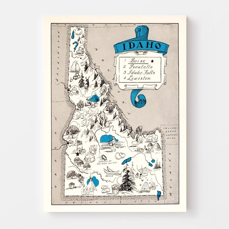 Idaho Map 1931 Old Map of Idaho Art Vintage Print Framed - Etsy