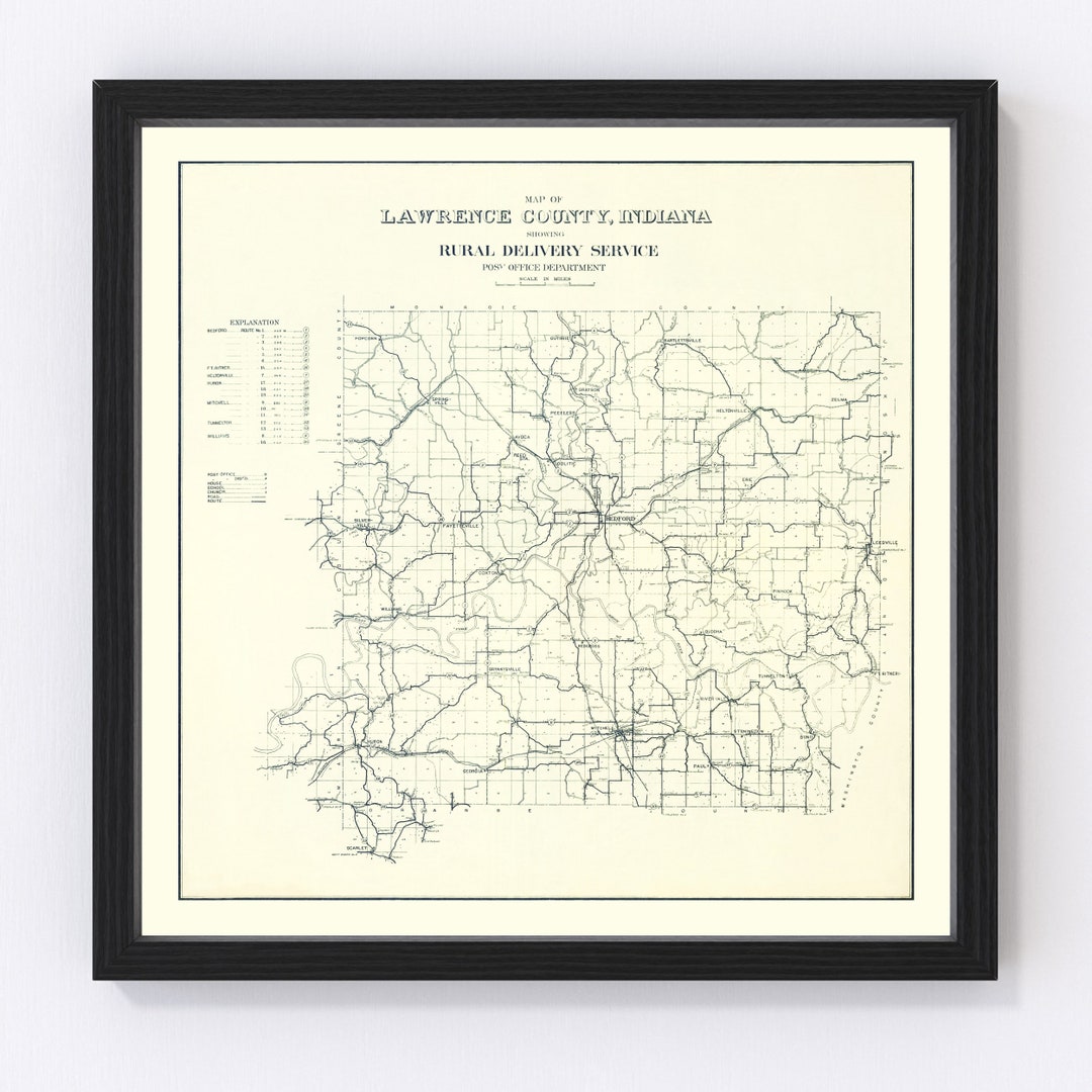 Lawrence County Map 1909, Vintage Lawrence County Map, Old Lawrence ...