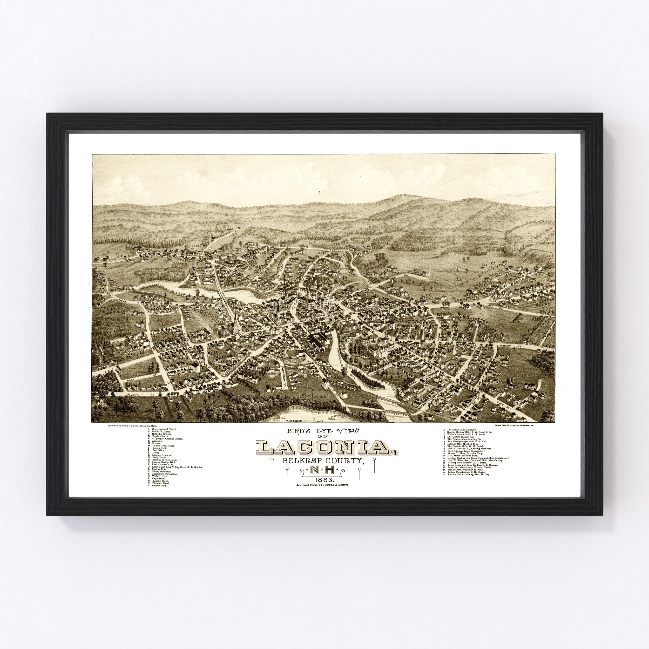 Laconia Map 1883 Old Map of Laconia New Hampshire Art - Etsy UK