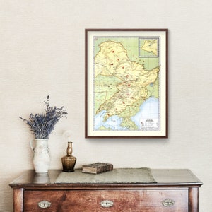 Manchuria China Map 1917, Vintage Manchuria China Map, Old Manchuria ...
