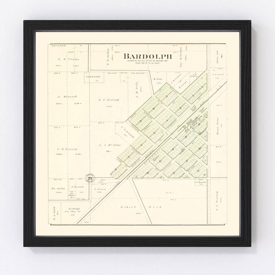 Bardolph Map 1893, Vintage Bardolph Map, Old Bardolph Illinois Art ...