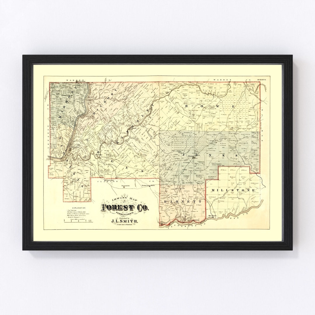 Forest County Pennsylvania Map 1876 Old Map of Forest County ...