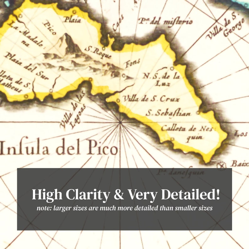 Azores Map 1665 Old Map of Azores Portugal Art Vintage Print - Etsy