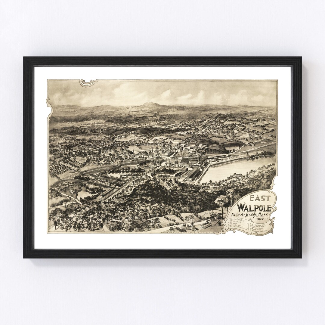 East Walpole Map 1898, Vintage East Walpole Map, Old East Walpole ...