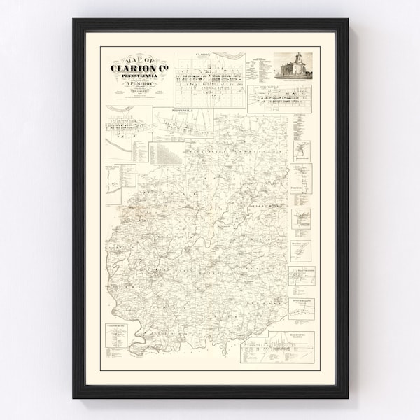 1865 Map of Clarion County - Etsy