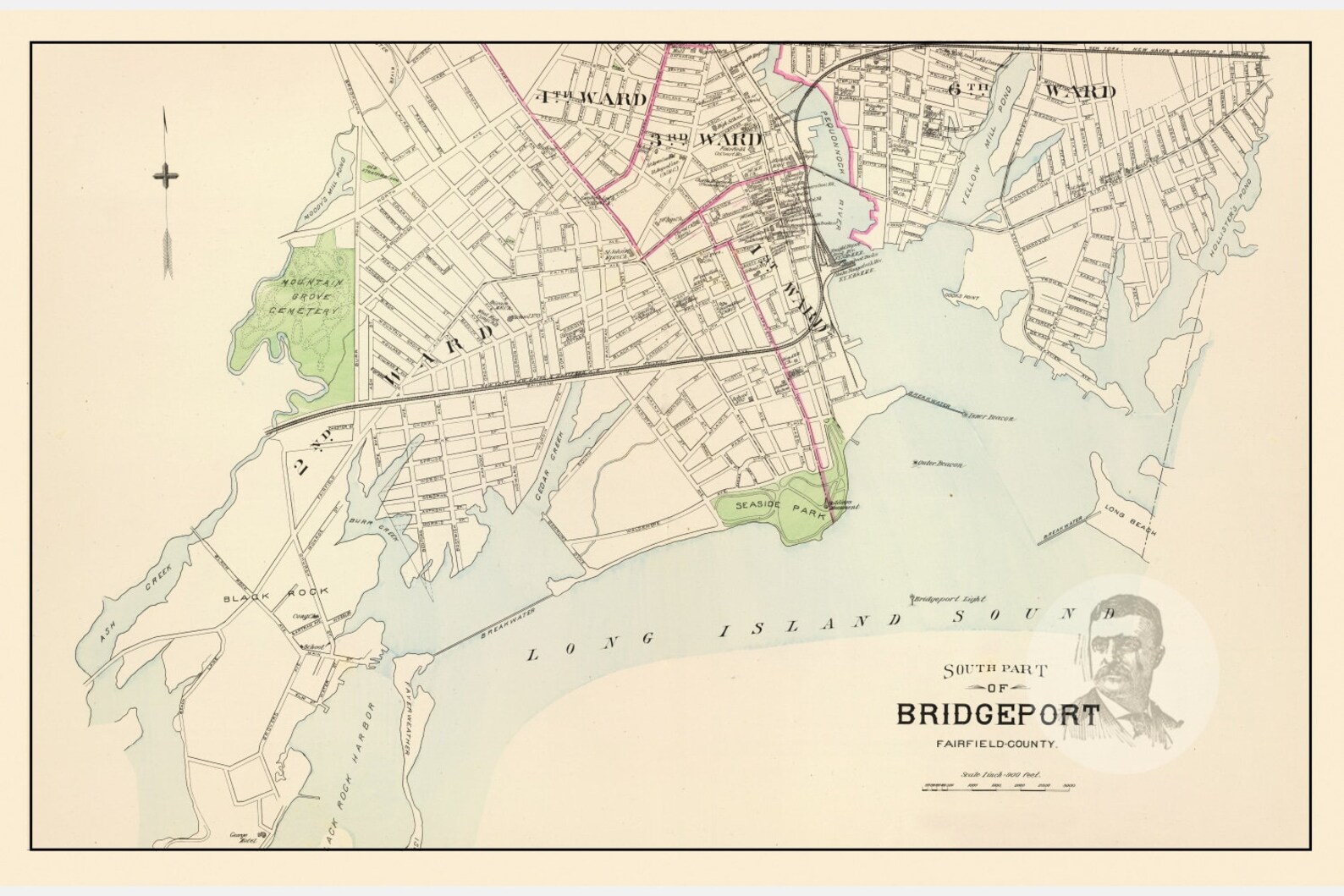 Vintage Bridgeport Map from 1893 Old Connecticut Map | Etsy
