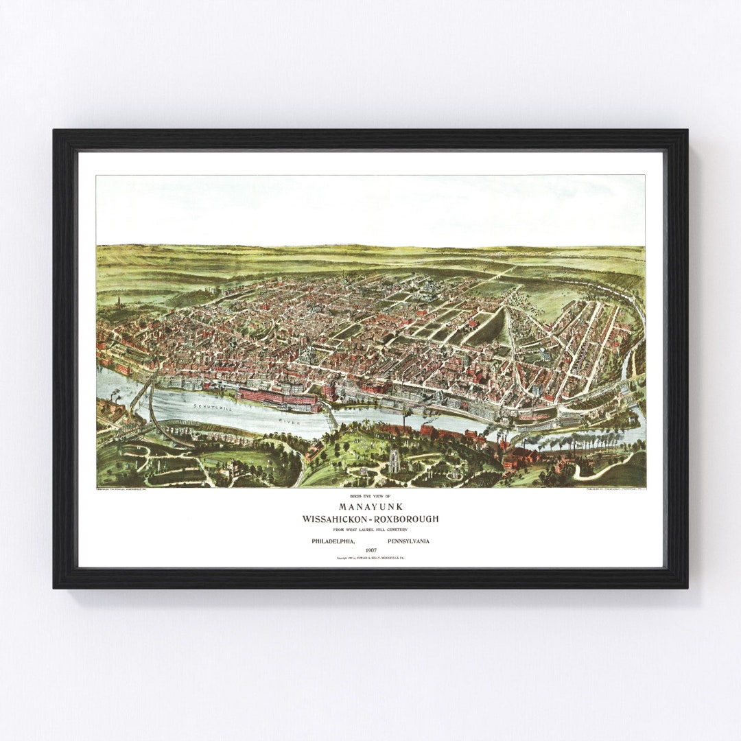 Philadelphia Map 1907 Old Map of Philadelphia Pennsylvania Art Vintage ...