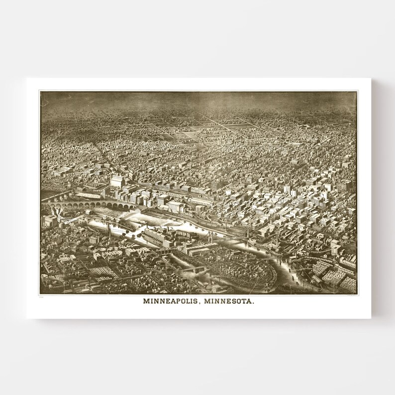 Minneapolis Map 1885 Old Map of Minneapolis Minnesota Art - Etsy