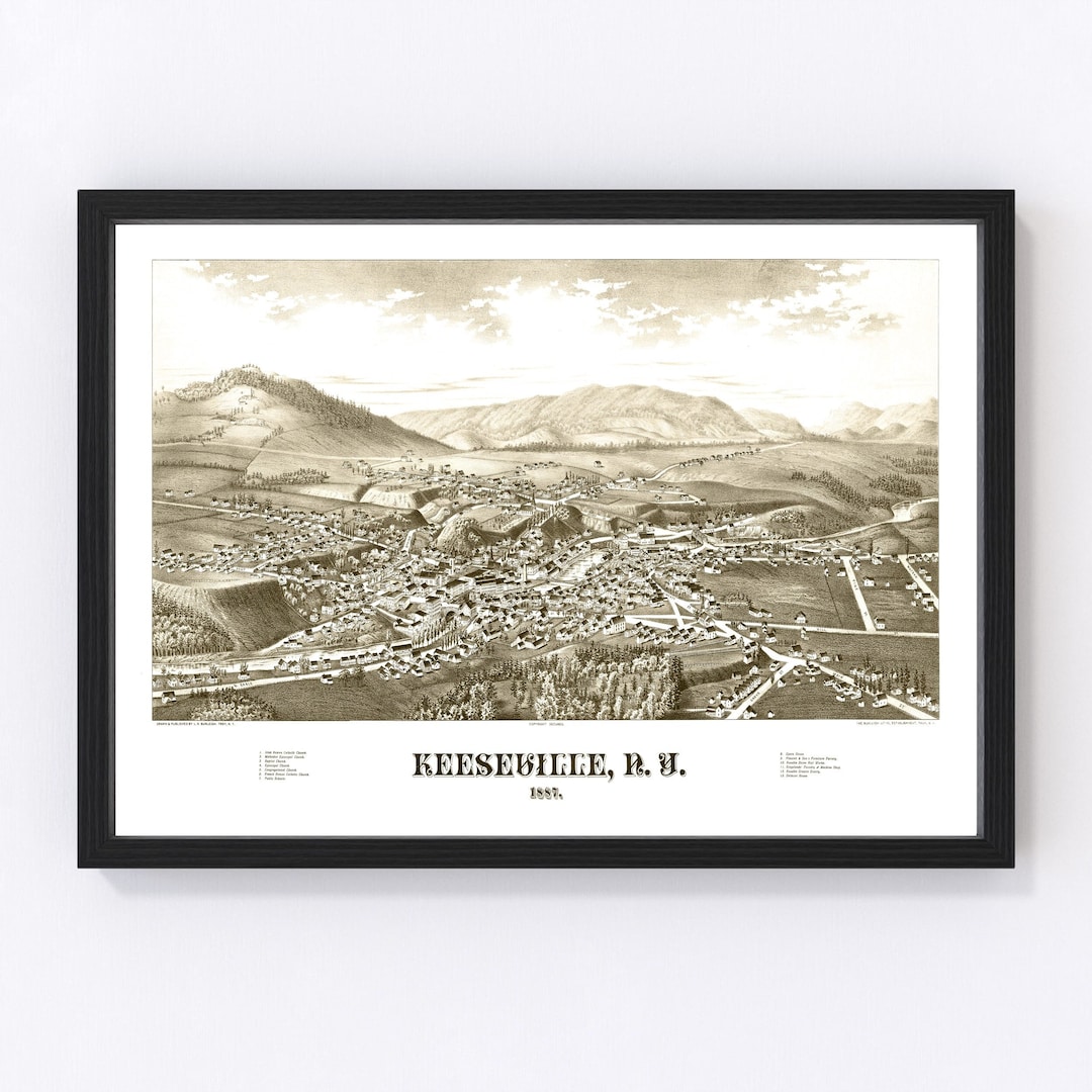 Keeseville Map 1887, Vintage Keeseville Map, Old Keeseville New York ...