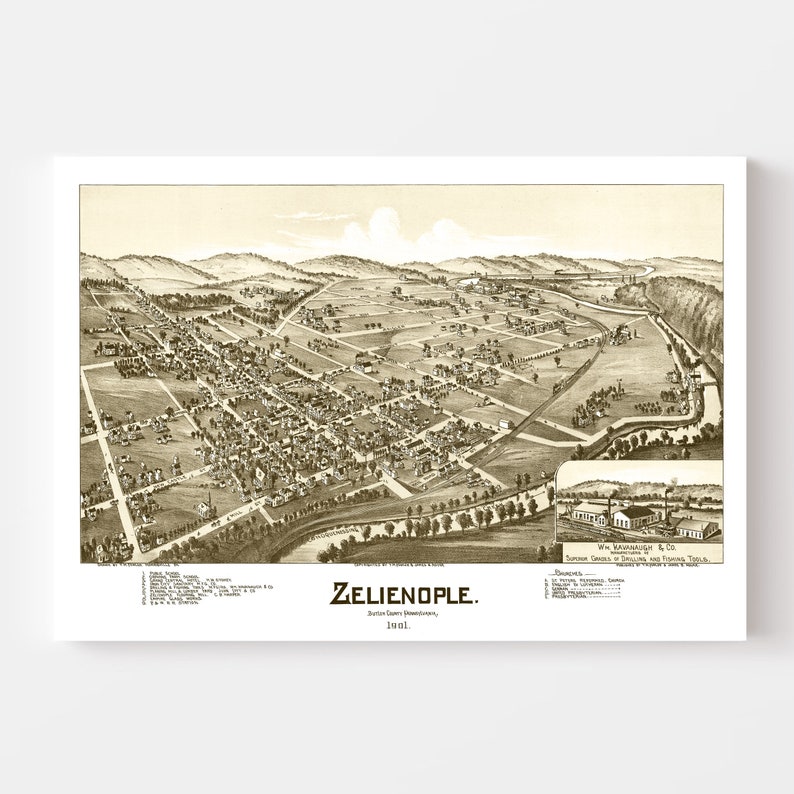 Zelienople Map 1901 Old Map of Zelienople Pennsylvania Art - Etsy