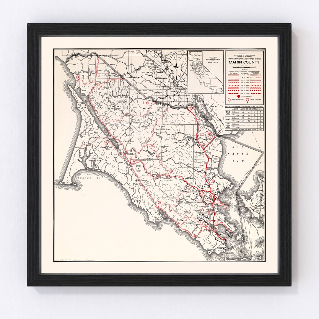 Madera County Map 1935, Vintage Madera County Map, Old Madera County ...