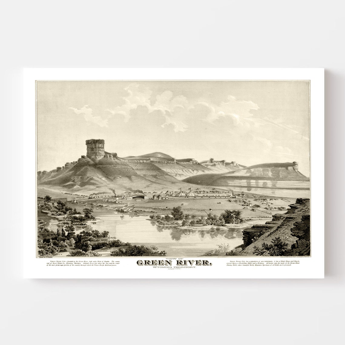 Green River Map 1875 Old Map of Green River Wyoming Art - Etsy