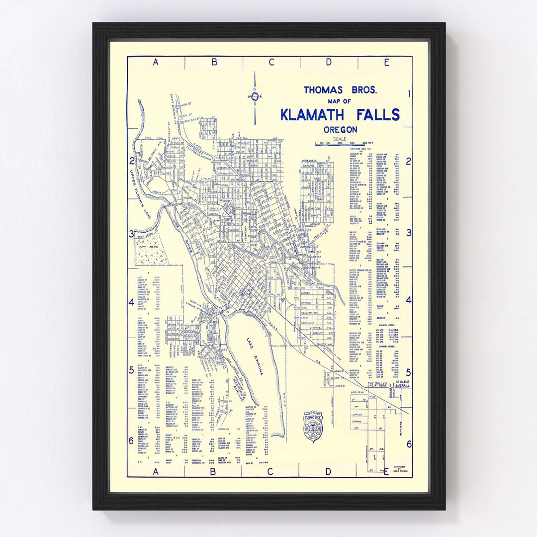 Klamath Falls Map 1920 Old Map of Klamath Falls Oregon Art Vintage ...
