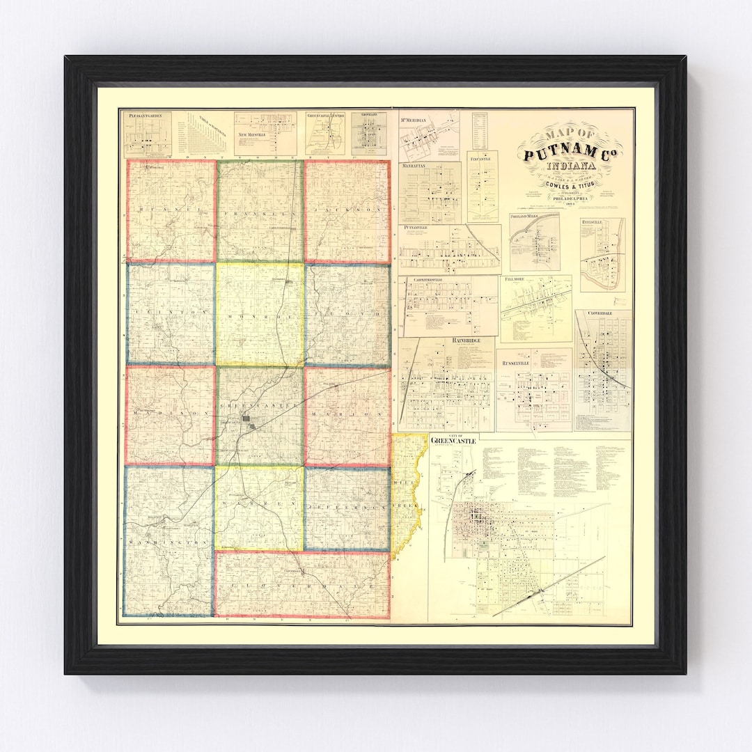 Putnam County Map 1864, Vintage Putnam County Map, Old Putnam County ...