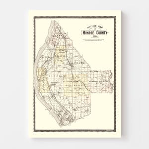 Monroe County IL Map 1901 Old Map of Illinois Art Vintage Print Framed ...