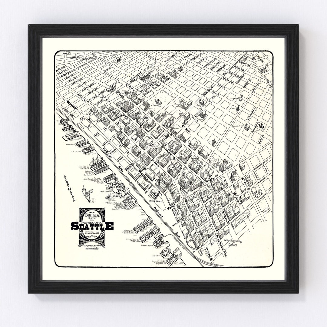 Seattle Map 1904, Vintage Seattle Map, Old Seattle Washington Art, Wall ...