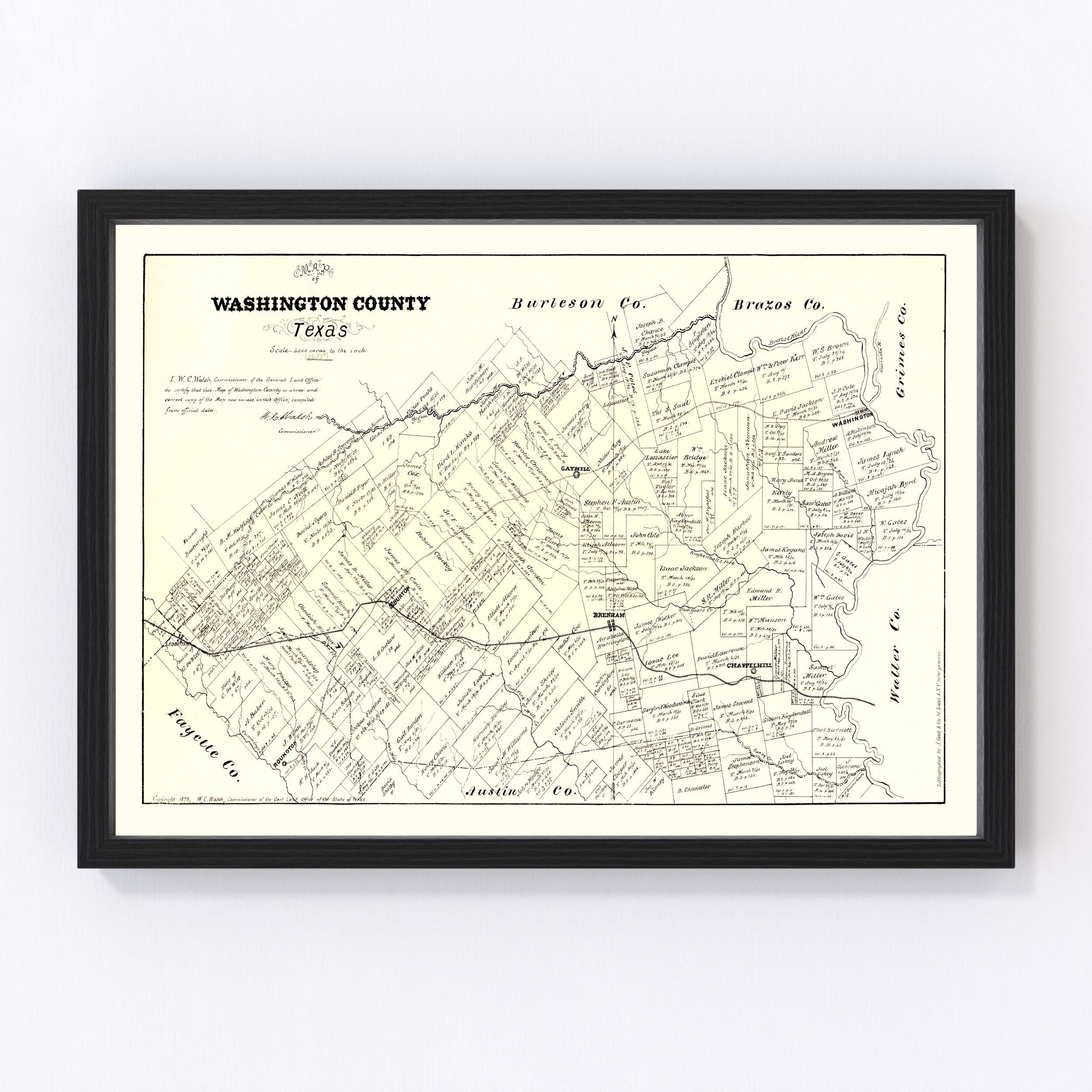 Washington County Texas Map 1879 Old Map of Washington - Etsy