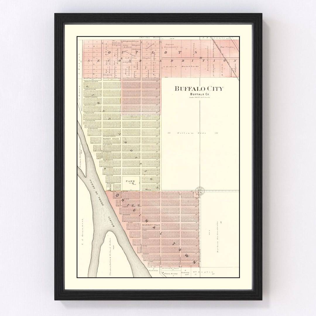 Buffalo Map 1896, Vintage Buffalo Map, Old Buffalo Wisconsin Art, Wall ...