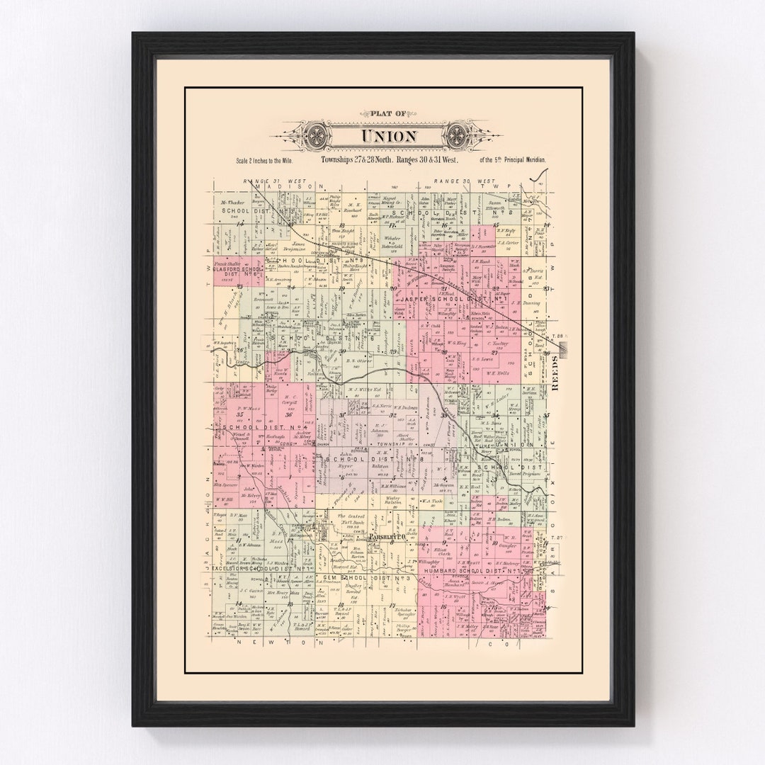 Union MO Map 1895 Old Map of Union Township Missouri Art Vintage Print ...