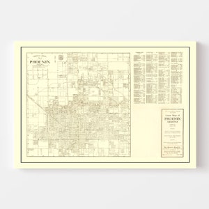 Phoenix Map 1935 - Old Map of Phoenix Arizona Art Vintage Print Framed ...