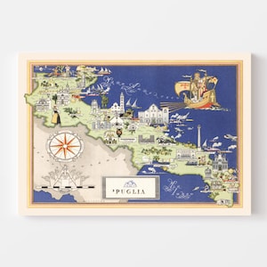 Puglia Italy Map 1938 Old Map of Puglia Italy Italy Art Vintage Print ...