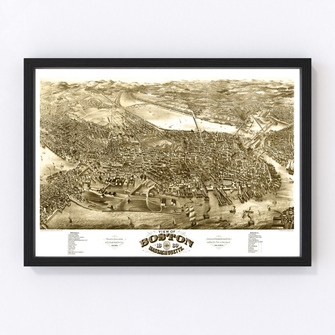 Boston Map 1880 - Old Map of Boston Massachusetts Art Vintage Print ...