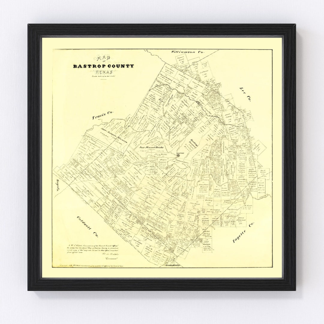 Bastrop County Texas Map 1879 - Old Map of Bastrop County Texas Art ...