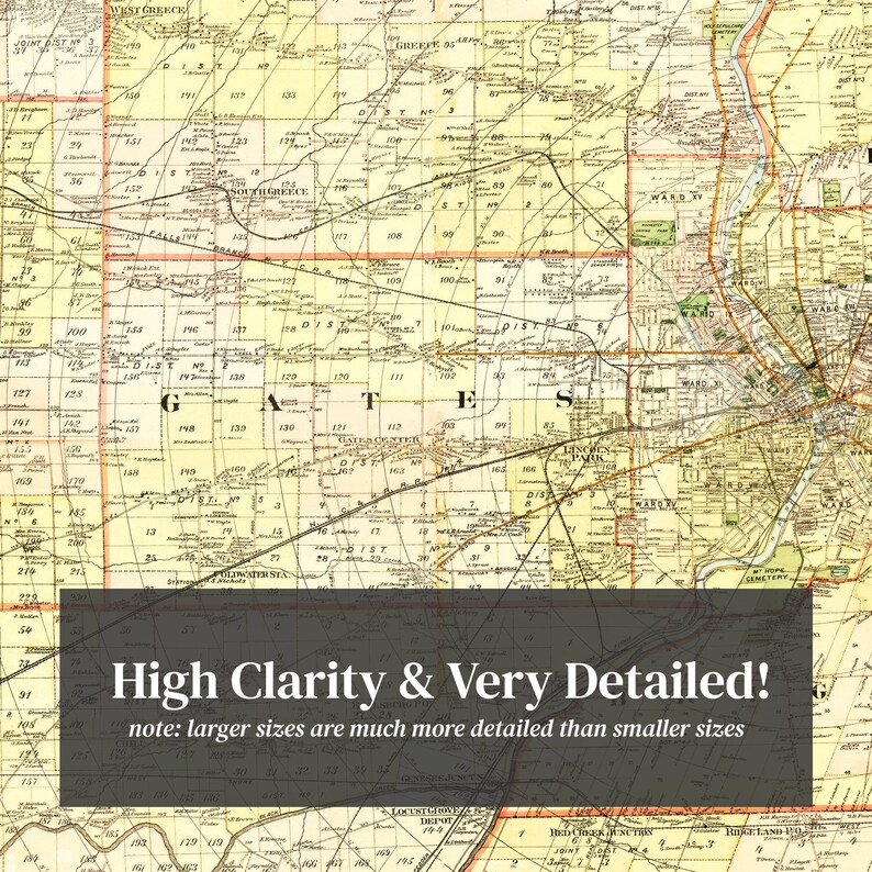 Monroe County New York Map 1887 Old Map of Monroe County New - Etsy