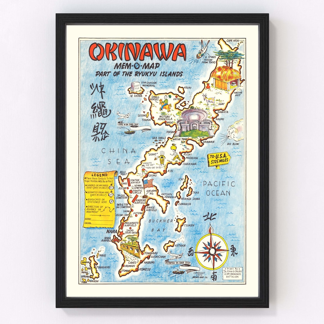 Part of the Ryukyu Islands Map 1945, Vintage Part of the Ryukyu Islands ...