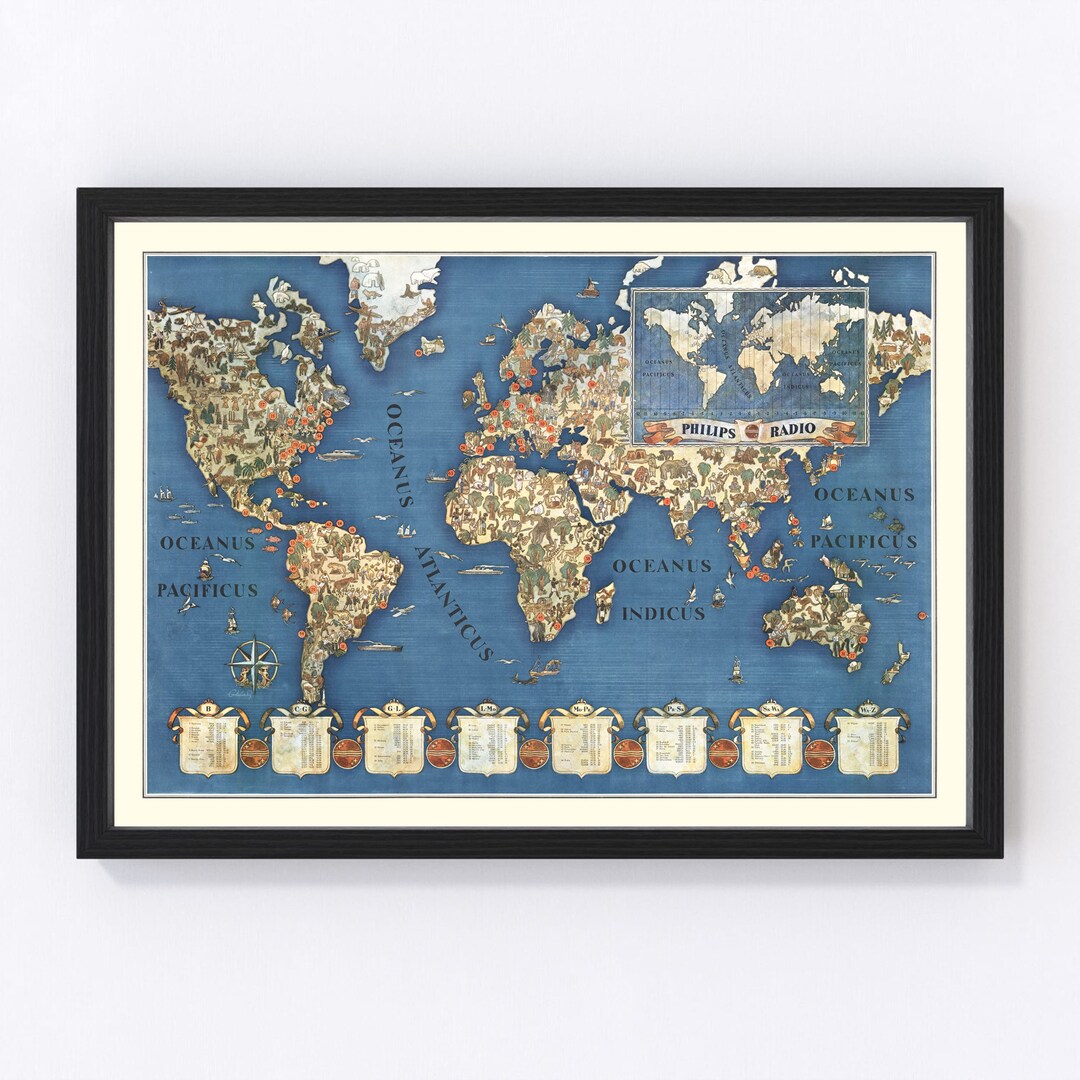 World Map 1935, Vintage World Map, Old World Art, Wall Art Gift for ...