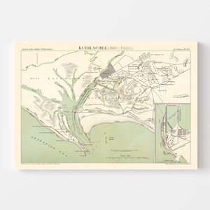 Karachi Map 1888 - Old Map of Karachi Pakistan Art Vintage Print Framed ...