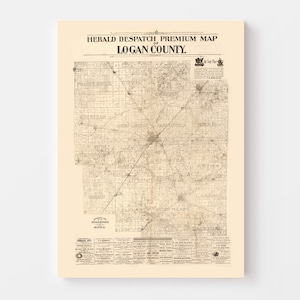 Logan County Illinois Map 1893 Old Map of Logan County Illinois Art ...