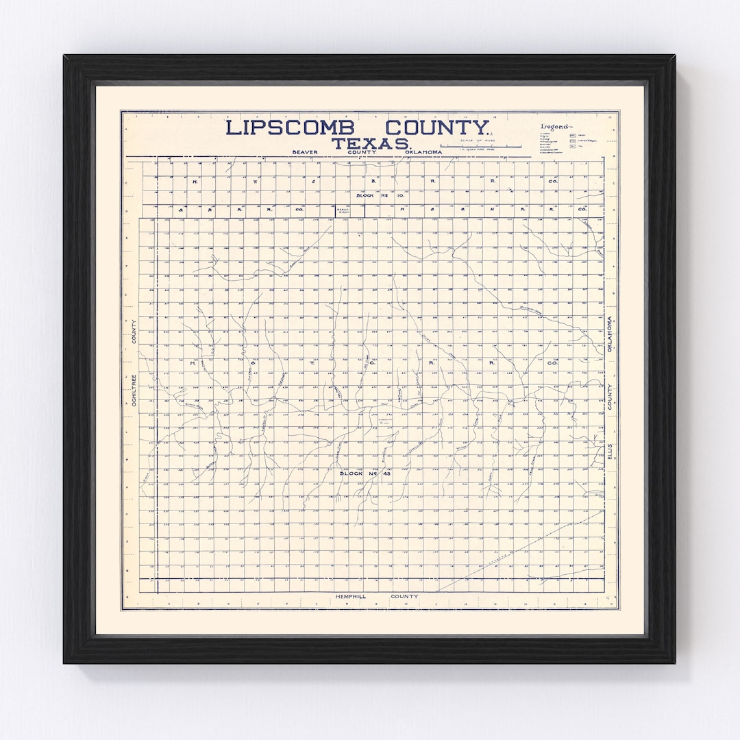Limestone County TX Map 1927 Old Map of Texas Art Vintage Print Framed ...
