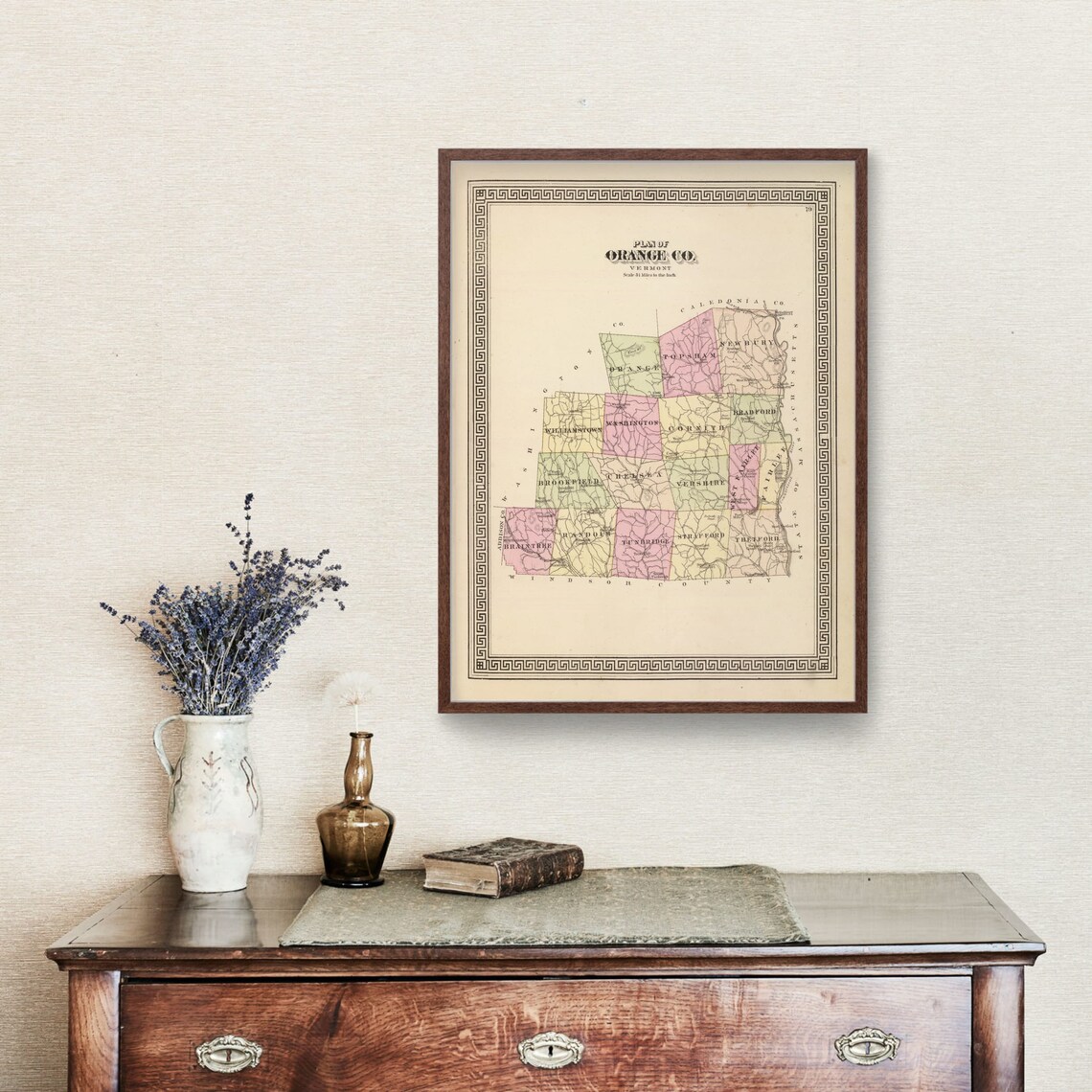 Orange County VT Map 1876 Old Map of Chelsea Vermont Art - Etsy