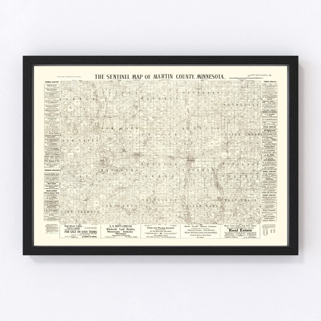 Martin County Map 1901, Vintage Martin County Map, Old Martin County ...