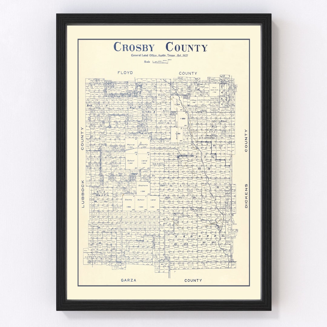 Crosby County Map 1927, Vintage Crosby County Map, Old Crosby County ...