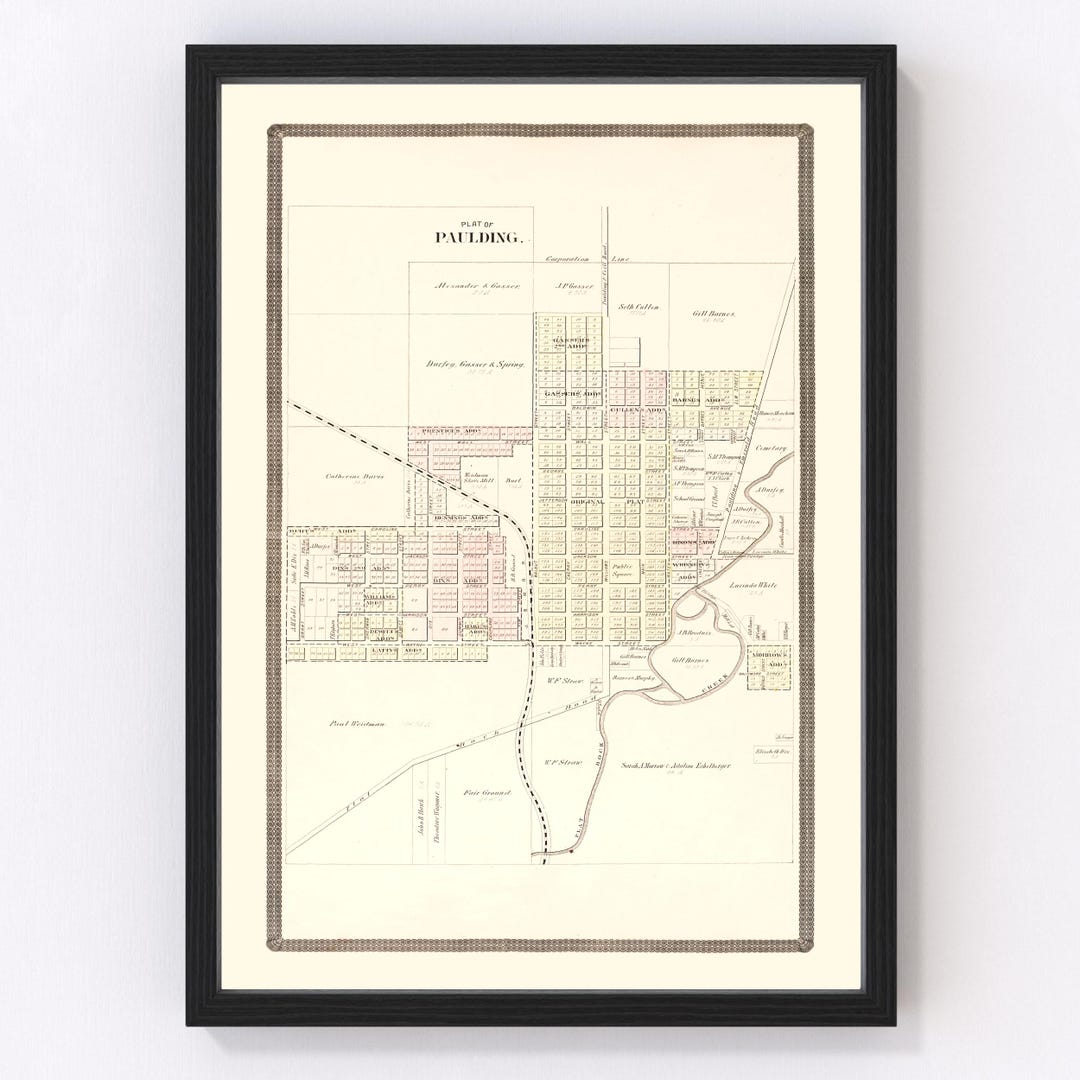 Paulding Map 1892, Vintage Paulding Map, Old Paulding Ohio Art, Wall ...