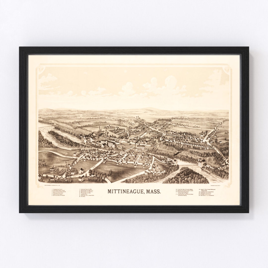 Mittineague Map 1889, Vintage Mittineague Map, Old Mittineague ...