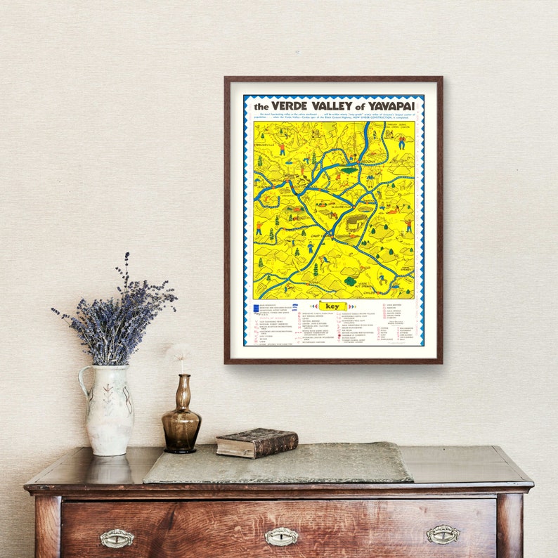 Verde Valley Map 1950 Old Map of Verde Valley Arizona Art - Etsy Hong Kong