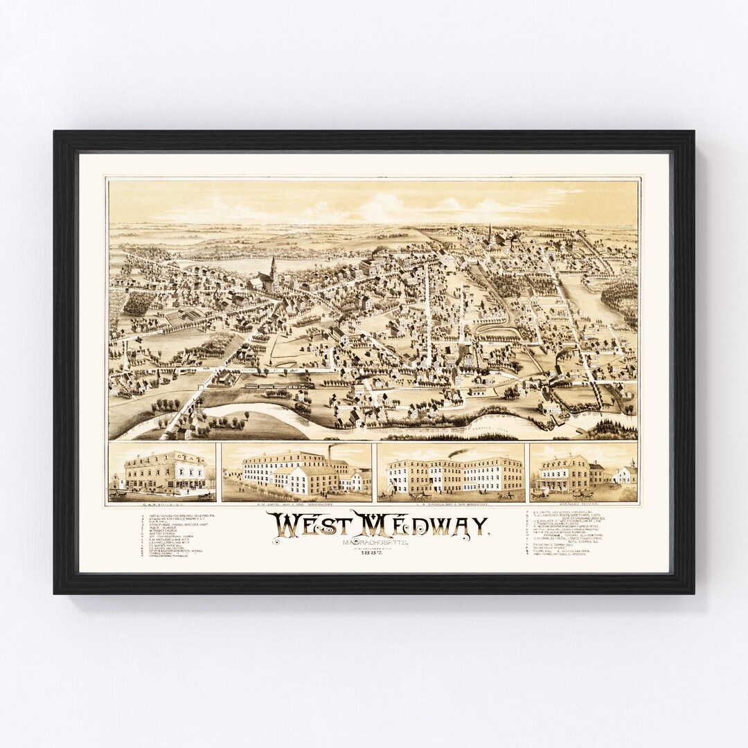 West Medway Map 1887 Old Map of West Medway Massachusetts - Etsy
