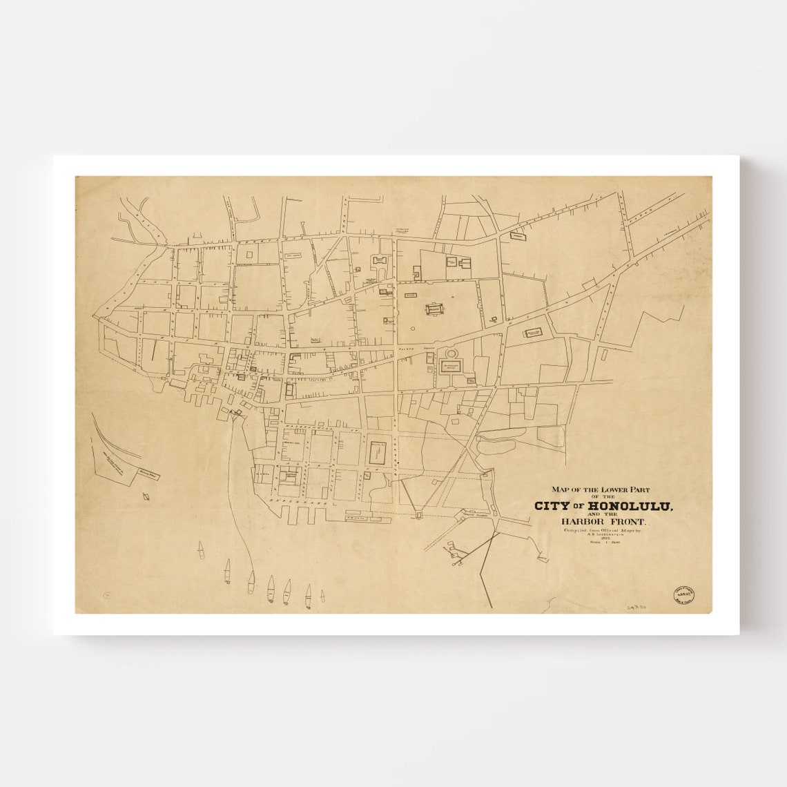 Honolulu Map 1893 Old Map of Honolulu Hawaii Art Vintage - Etsy