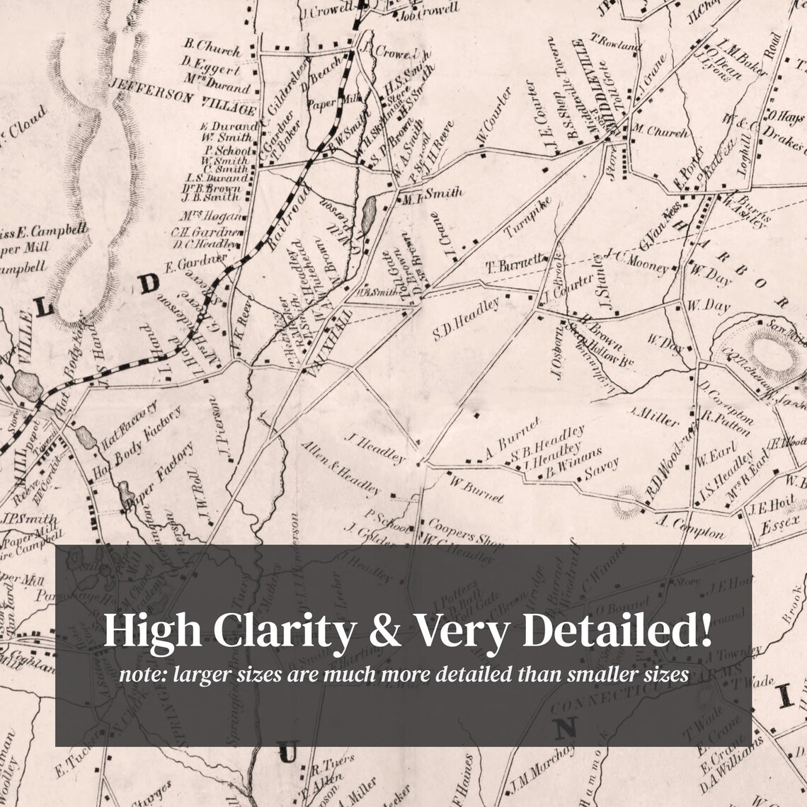Essex County New Jersey Map 1850 Old Map of Essex County New - Etsy