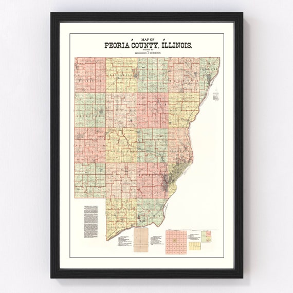 Peoria County Illinois Map 1904 Old Map of Peoria County - Etsy