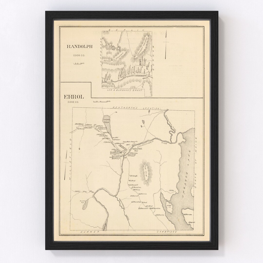 Errol Map 1892, Vintage Errol Map, Old Errol New Hampshire Art, Wall ...
