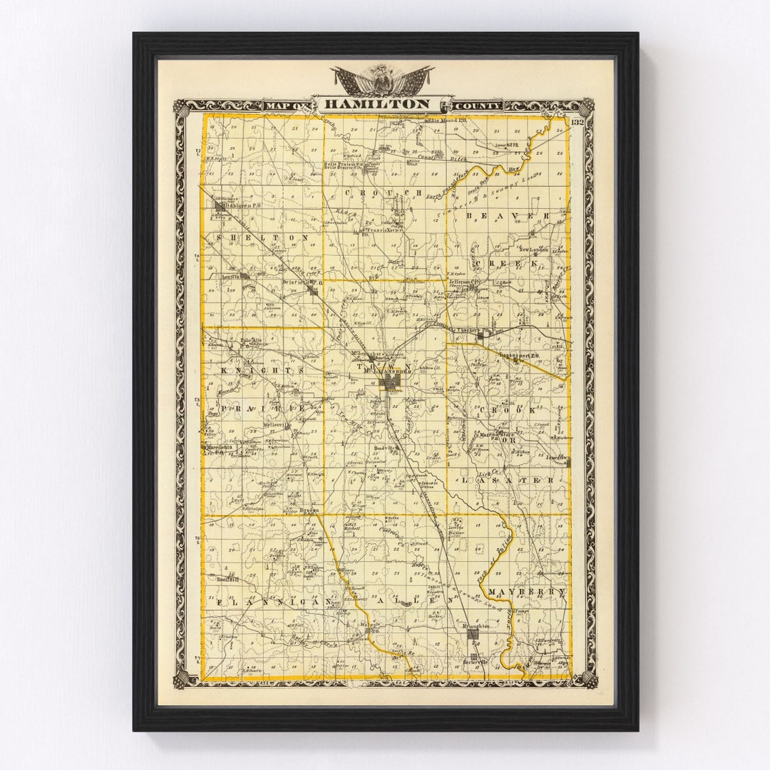 Hamilton County Map 1876, Vintage Hamilton County Map, Old Hamilton ...