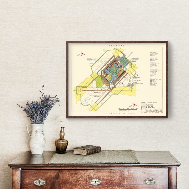 Randolph Air Force Base Vicinity Map 1950, Vintage Randolph Air Force ...