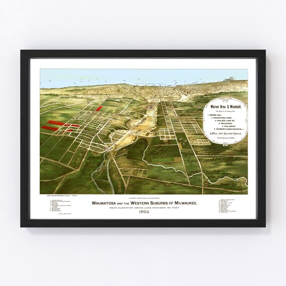 Wauwatosa Map 1892 Old Map of Wauwatosa Wisconsin Art - Etsy