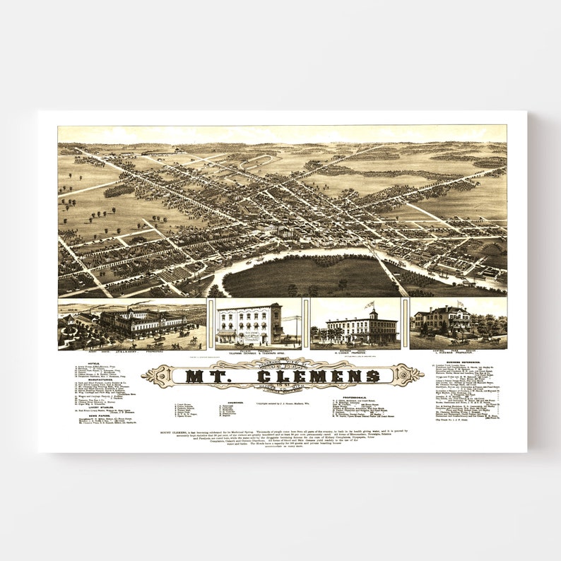 Mt. Clemens Map 1881 Old Map of Mt. Clemens Michigan Art - Etsy