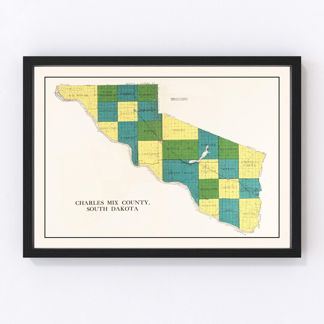 Charles Mix County Map 1931, Vintage Charles Mix County Map, Old ...