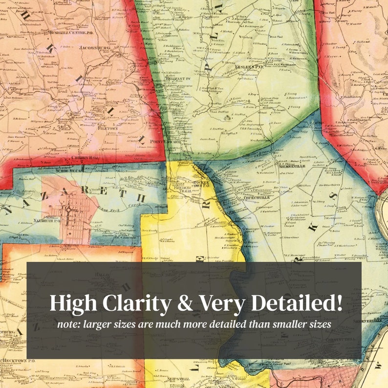 Northampton County PA Map 1860 Old Map of Easton - Etsy